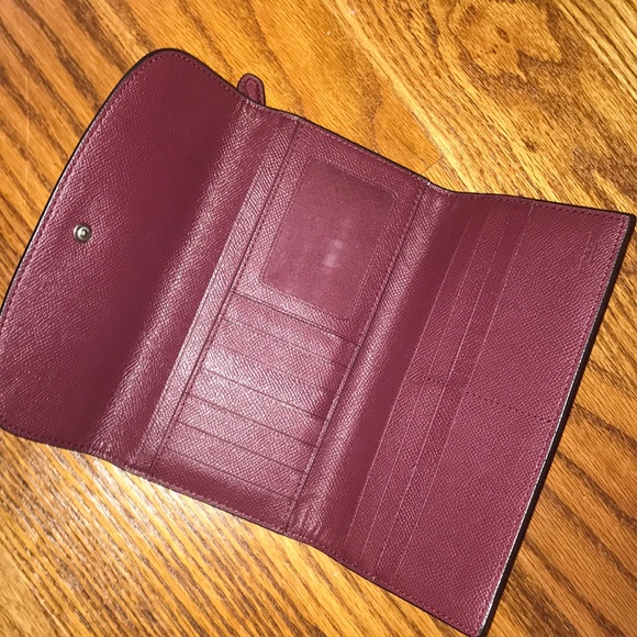 Coach | Bags | Coach Wine Colored Leather Wallet | Poshmark